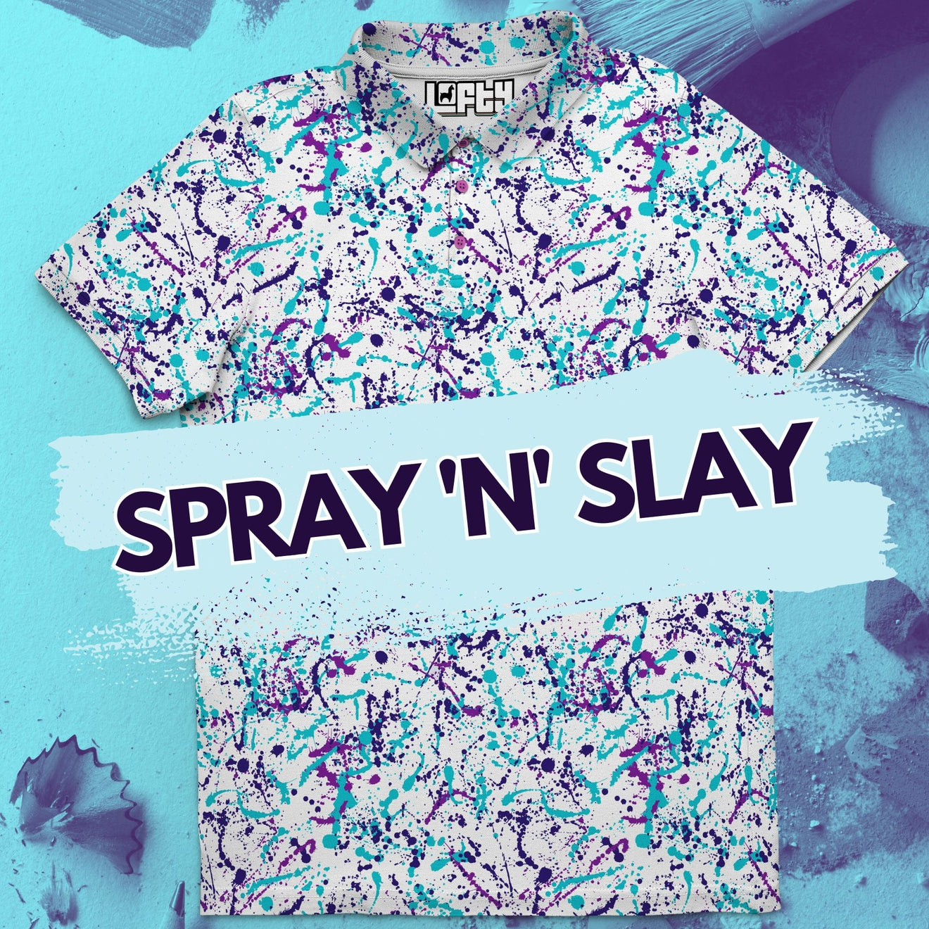 Spray 'N' Slay | 90's Jazz Color Paint Splatter Golf Polo for Men (REL ...