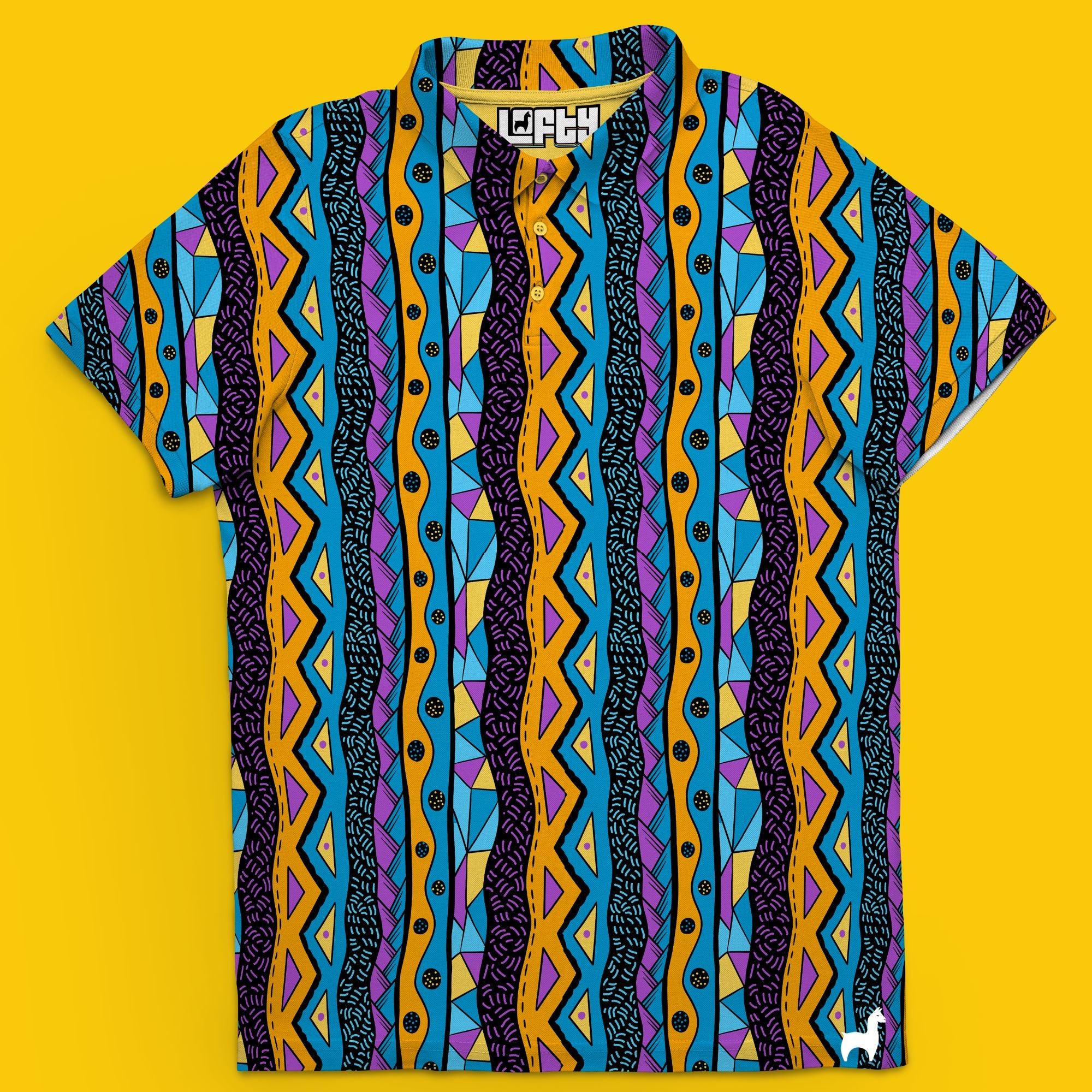 Bump and Rum | Fun and Crazy Tribal Pattern Golf Polo for Men (ATHLETI ...